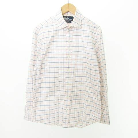 【中古】ポロ バイ ラルフローレン Polo by Ralph Lauren シャツ 長袖 チェック ラウンド 薄手 Mサイズ ピンク ■GY54 メンズ 【ベクトル 古着】 260128ブランドポロ バイ ラルフローレン Polo by ...