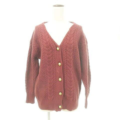 【中古】グリーンレーベルリラクシング ユナイテッドアローズ green label relaxing HAMILTON LAMBSWOOL ウールニット カーディガン 厚手 ボルドー ■TC レディース 【ベクトル 古着】 260127ブラ...
