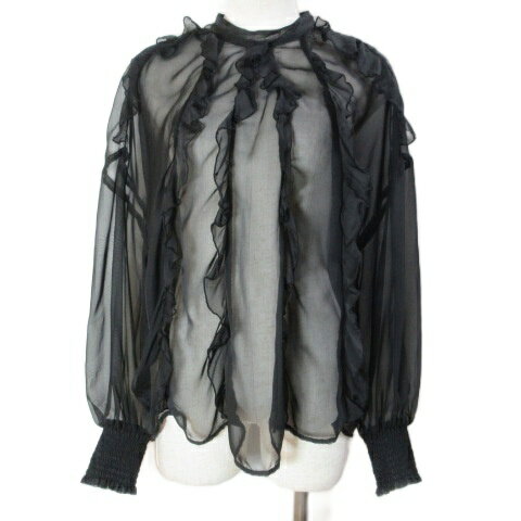 【中古】ザラ ZARA 美品 シアーブラウス シャツ プルオーバー 長袖 フリル バックリボン S 165/84A 黒 ブラック X レディース 【ベクトル 古着】 250912ブランドザラ ZARA表記サイズS 165/84A実寸サイズ身...