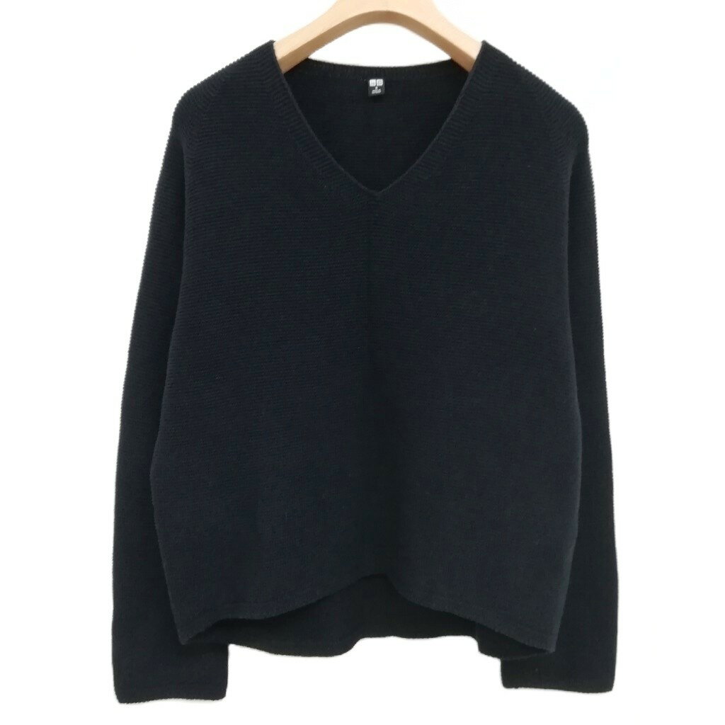 【中古】ユニクロ UNIQLO 3DコットンリラックスVネックセーター ニット 25SS 251-474978 M 黒 ブラック レディース 【ベクトル 古着】 260110ブランドユニクロ UNIQLO表記サイズM実寸サイズ身幅：47cm...