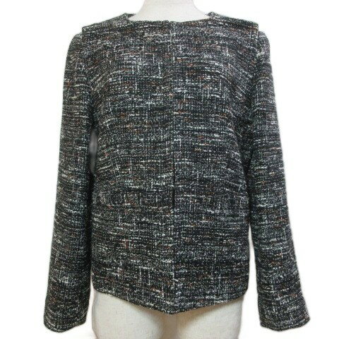 【中古】セオリーリュクス theory luxe ツイードジャケット SOFT.HAND.TWEED KARIL ノーカラー ウール混 総裏地 40 L相当 ブラック系 /X レディース 【ベクトル 古着】 260326ブランドセオリーリュ...