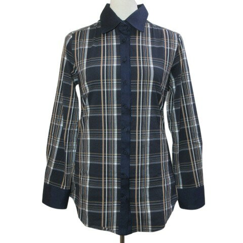【中古】ナラカミーチェ NARA CAMICIE シャツ 長袖 チェック ストレッチ I M相当 ネイビー ベージュ ホワイト /X レディース 【ベクトル 古着】 260430ブランドナラカミーチェ NARA CAMICIE表記サイズI(...