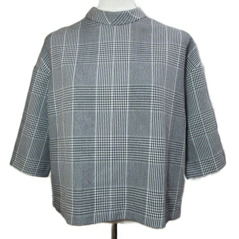 【中古】ザラ ベーシック ZARA BASIC カットソー グレンチェック プルオーバー 7分袖 ドロップショルダー XS グレー系 /X レディース 【ベクトル 古着】 260413ブランドザラ ベーシック ZARA BASIC表記サイズ...