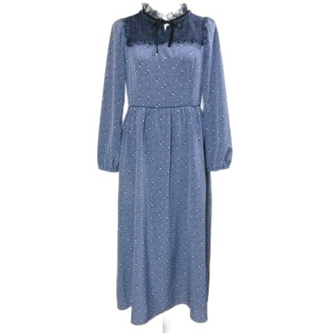 【中古】トッカ TOCCA ラベンダー LAVENDER 21AW Little Rose Classic Long Dr ロングワンピース 長袖 レース リボン 花柄 0 S相当 モーブ系 OPTUIW0410 /X レディース 【ベクト...