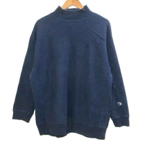 【中古】チャンピオン CHAMPION リバースウェーブ スゥェット トレーナー モックネック 裏起毛 長袖 刺? L 紺 ネイビー /X メンズ 【ベクトル 古着】 260511ブランドチャンピオン CHAMPION表記サイズL実寸サイズ...