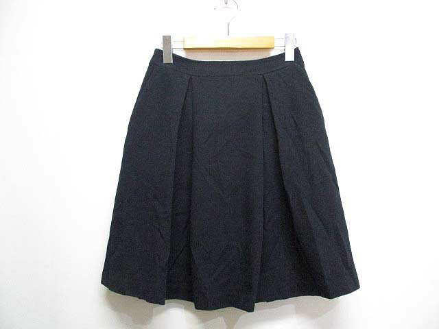 【中古】クリアインプレッション CLEAR IMPRESSION タック 台形 フレア スカート 1 濃紺 ネイビー ひざ丈 ストレッチ 裏地付き 【ベクトル 古着】 200501 ベクトルプレミアム店ブランドクリアインプレッション CLE...
