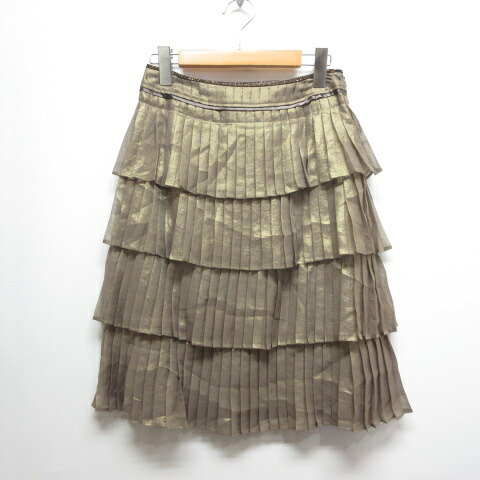 【中古】リツコ シラハマ RITSUKO SHIRAHAMA 美品 プリーツ ティアード スカート 1 ブロンズ 裏地付き 日本製 レディース 【ベクトル 古着】 260616ブランドリツコ シラハマ RITSUKO SHIRAHAMA表記...