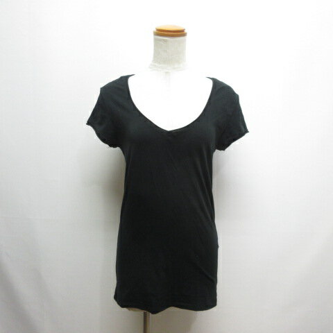 【中古】ザラ トラファルック ZARA Trafaluc ワイドUネック 半袖 Tシャツ カットソー L 黒 ブラック レディース 【ベクトル 古着】 260628ブランドザラ トラファルック ZARA Trafaluc表記サイズL実寸サイ...