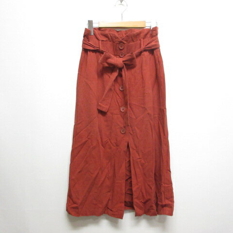 【中古】ザラ トラファルック ZARA Trafaluc 麻リネン混 ナロー スカート ウエストリボン S 赤 レッド フロントスリット ウエストゴム レディース 【ベクトル 古着】 260629ブランドザラ トラファルック ZARA Tr...