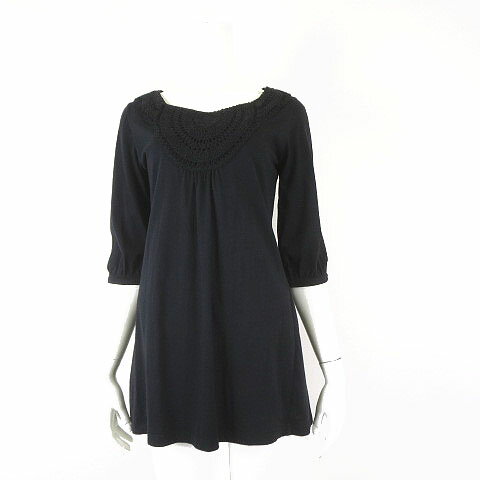【中古】ローラアシュレイ LAURA ASHLEY チュニック カットソー クロシェ レース 7分袖 S 黒 ブラック レディース 【ベクトル 古着】 260428ブランドローラアシュレイ LAURA ASHLEY表記サイズS ※実寸サイズ...