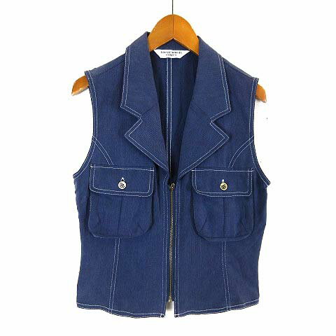 【中古】ブギウギ BOOGIE WOOGIE STREET ベスト ジレ ジップアップ ステッチ M 9 紺青 ネイビーブルー レディース 【ベクトル 古着】 260430表記サイズ9 ※Mサイズ相当実寸サイズ身幅：44cm　着丈：54cm...