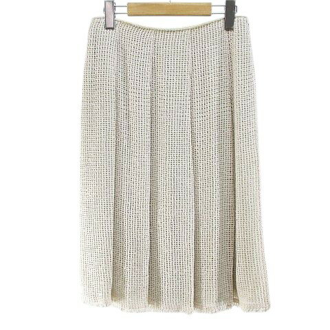 【中古】マウリッツィオペコラーロ MAURIZIO PECORARO 膝丈 フレアスカート 40 ライトベージュ メッシュ フリンジ 裏地 イタリア製 レディース 【ベクトル 古着】 250930ブランドマウリッツィオペコラーロ MAURI...