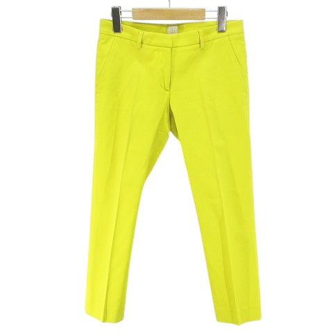 【中古】トゥルーロイヤル True Royal アンクル丈 テーパードパンツ ジップフライ 38 黄 イエロー系 イタリア製 ストレッチ 無地 レディース 【ベクトル 古着】 251114表記サイズ38実寸サイズウエスト：74cm　もも幅：...