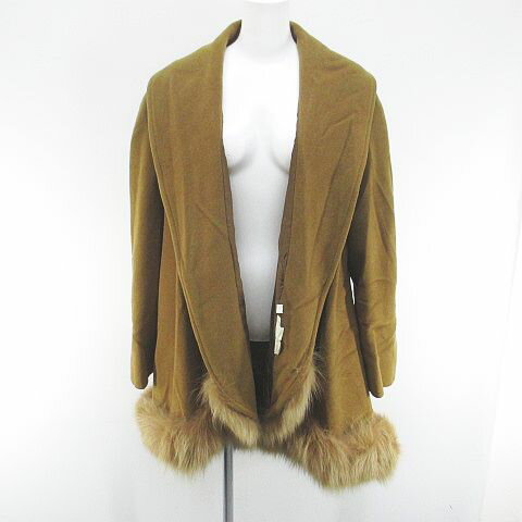 【中古】パオラアントニーニ PAOLA ANTONINI コート ミディアム丈 前開き ファー 42 茶系 ブラウン イタリア製 毛 ウール 無地 レディース 【ベクトル 古着】 251127表記サイズ42実寸サイズ身幅：67cm　着丈：8...