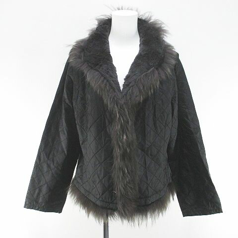 【中古】doble VINON 2WAY キルティングジャケット ベスト ラクーンファー ラビットファー 毛皮 中綿 44 灰系 グレー ホック 裏地 レディース 【ベクトル 古着】 251201表記サイズ44実寸サイズ肩幅：38cm　身幅...