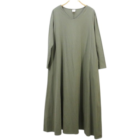 【中古】ズーティーデシュセット Zootie Des sucettes 長袖 ワンピース フレア ロング丈 M〜L 緑系 グリーン Vネック 無地 【ベクトル 古着】 251208表記サイズM〜L実寸サイズ肩幅：41cm　身幅：50cm　袖...