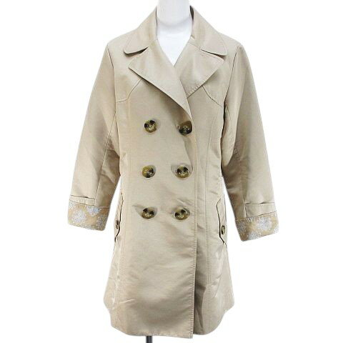 【中古】フロイデ FREUDE チェスターコート ミドル丈 L ベージュ 切替 ダブルボタン 裏地 レディース 【ベクトル 古着】 251209表記サイズL バスト 86-94 身長 154-162実寸サイズ肩幅：40cm　身幅：50cm　...