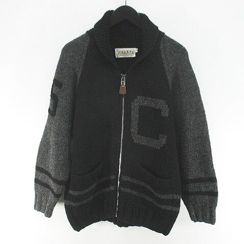 【中古】ジュレップ JULEP 長袖 カーディガン ニットジャケット 厚手 M 黒系 ブラック ジップアップ 毛 ウール メンズ 【ベクトル 古着】 251219表記サイズM実寸サイズ身幅：52cm　着丈：62cm　ゆき丈：76cm　　素材...