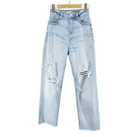 【中古】ヤヌーク YANUK Lea 57121231 LEA BOYS STRAIGHT DMF デニムパンツ ジーンズ ジップフライ 21 青系 ブルー 日本製 ダメージ加工 カットオフ レディース 【ベクトル 古着】 251230ブラ...