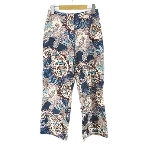 【中古】ピタッツ PITATS ペイズリー柄 ロングパンツ L 青系 ブルー 日本製 ストレッチ レディース 【ベクトル 古着】 251225表記サイズL実寸サイズウエスト：64cm　もも幅：31cm　裾幅：23cm　股上：29cm　股下：...