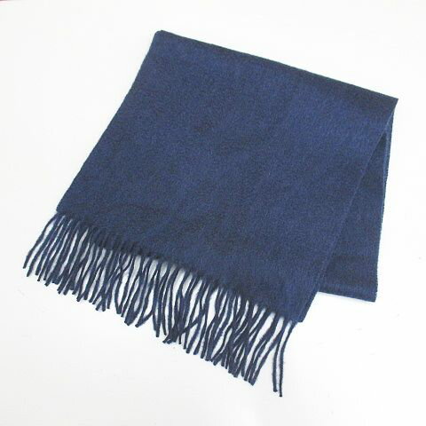 【中古】アイネックス AINEXX マフラー ストール カシミヤ 紺系 ネイビー フリンジ 無地 メンズ 【ベクトル 古着】 260106実寸サイズ全長（フリンジ含まず）：162cm　幅：29.5cm　　素材カシミヤ 100％色紺系（画像参...