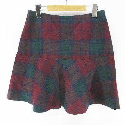 【中古】23区 オンワード樫山 LOCHCARRON チェック柄 膝上 ミニ フレアスカート スカート 40 赤系 レッド 毛 ウール 裏地 レディース 【ベクトル 古着】 260131ブランド23区 オンワード樫山表記サイズ40実寸サイズ...