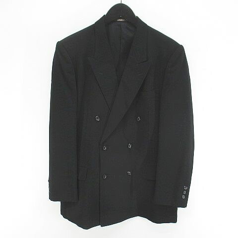 【中古】ダンカ DANCA セットアップ スーツ テーラード ジャケット ロングパンツ スラックス ジップフライ 背抜き 92A5 黒系 ブラック 日本製 毛 ウール 裏地 無地 メンズ 【ベクトル 古着】 260130表記サイズ92A5実...