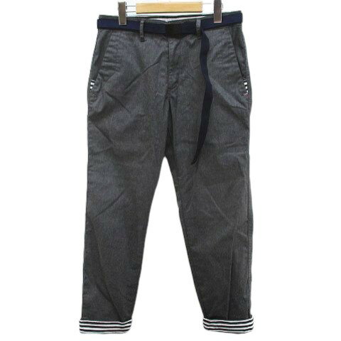 【中古】ドミネイト DOMINATE アンクル丈 テーパードパンツ M 灰系 チャコールグレー ジップフライ ボーダー 切替 ロールアップ メンズ 【ベクトル 古着】 260205表記サイズM実寸サイズウエスト：78cm　もも幅：30cm　...