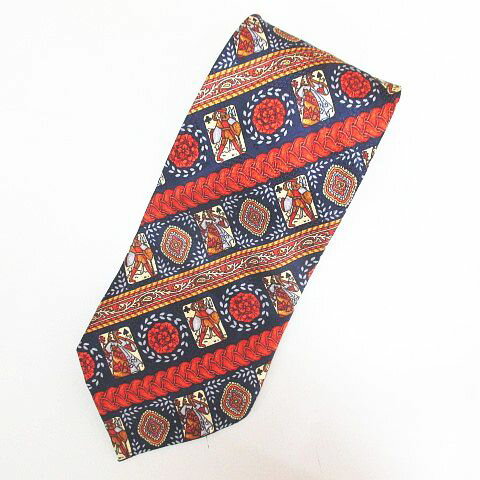 【中古】エステーデュポン S.T.DUPONT シルク ネクタイ スペード クローバー 総柄 紺系 ネイビー イタリア製 メンズ 【ベクトル 古着】 260207ブランドエステーデュポン S.T.DUPONT実寸サイズ全長 約 153cm　...