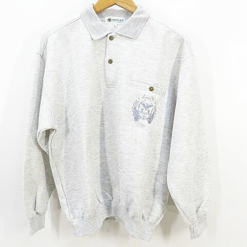 【中古】BRINGEN AUTHENTIC CLOTHING 長袖 トレーナー L グレー系 杢 刺繍 衿付き 胸ポケット メンズ 【ベクトル 古着】 260214表記サイズL実寸サイズ肩幅：54cm　身幅：58cm　着丈：64cm　袖丈：...