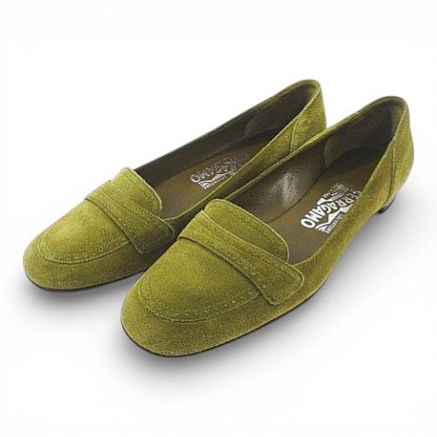 【中古】サルヴァトーレフェラガモ Salvatore Ferragamo パンプス ローファー調 グリーン スエード 6.5C イタリア製 レディース 【ベクトル 古着】 260217ブランドサルヴァトーレフェラガモ Salvatore F...