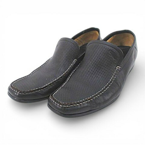 【中古】サルヴァトーレフェラガモ Salvatore Ferragamo UR 8389 ローファー スリッポン パンチング 5.5 ブラック 黒系 レザー イタリア製 メンズ 【ベクトル 古着】 260314ブランドサルヴァトーレフェラガ...