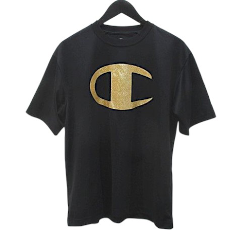 【中古】チャンピオン CHAMPION スポーツウェア 半袖 Tシャツ M 黒系 ブラック ビッグロゴ プリント ラメ 刺繍 ワッペン メンズ 【ベクトル 古着】 260314ブランドチャンピオン CHAMPION表記サイズM実寸サイズ肩幅...
