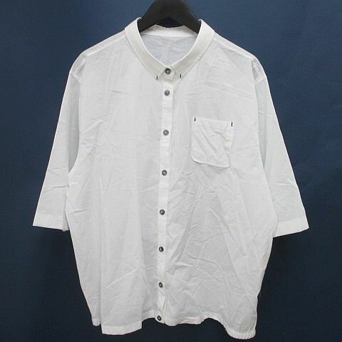 【中古】未使用品 ラ・イマージュ la IMAGE 七分袖 シャツ ブラウス F 白系 ホワイト ボタン ギャザー 透け感 タグ付 レディース 【ベクトル 古着】 260416表記サイズF実寸サイズ肩幅：45cm　身幅：55cm　着丈：60...