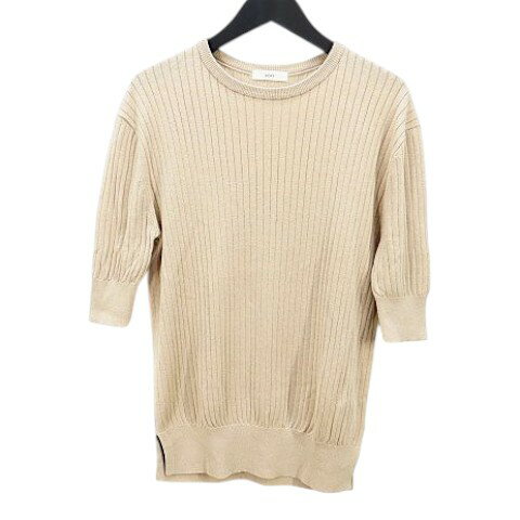 【中古】ヨリ yori 半袖 ニット セーター F ベージュ系 リブ クルーネック サイドスリット レディース 【ベクトル 古着】 260417ブランドヨリ yori表記サイズF実寸サイズ肩幅：37cm　身幅：45cm　着丈：56cm　袖丈...