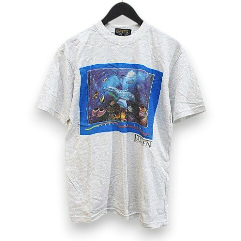 【中古】クリスチャン リース ラッセン Christian Riese Lassen 90s ヴィンテージ 半袖 Tシャツ M 灰系 グレー Miracle of Life アート 海洋生物 プリント メンズ 【ベクトル 古着】 26051...
