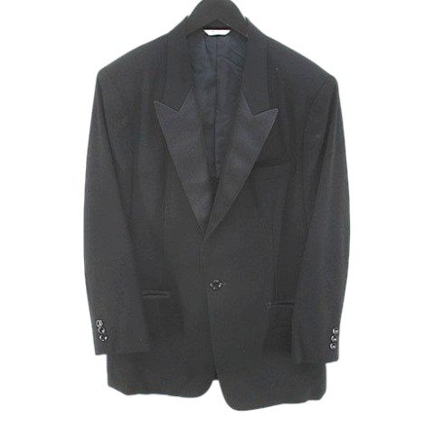 【中古】ランバン LANVIN セットアップ スーツ テーラード ジャケット ロングパンツ スラックス ジップフライ 背抜き 黒系 ブラック フォーマル メンズ 【ベクトル 古着】 260609ブランドランバン LANVIN実寸サイズジャケ...