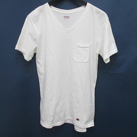 【中古】スティーブンソンオーバーオール STEVENSON OVERALL アンダーウェア STEVENSON TAILORED KNIT UNDERWEAR 半袖 Tシャツ 白系 ホワイト Vネック 刺繍 胸ポケット メンズ 【ベクトル ...