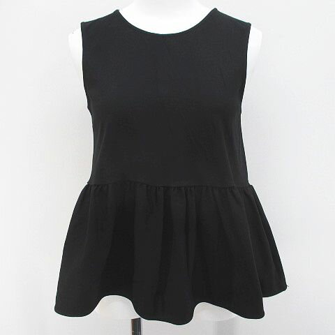 【中古】ザラ ZARA ベーシックコレクション ノースリーブ ペプラム カットソー S 黒系 ブラック 無地 ギャザー ストレッチ レディース 【ベクトル 古着】 260612ブランドザラ ZARA表記サイズS実寸サイズ身幅：40cm　着丈...