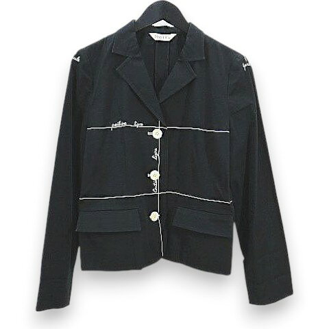【中古】MASTIC 長袖 ジャケット 42 黒系 ブラック ライン柄 文字 プリント サイドポケット ストレッチ レディース 【ベクトル 古着】 260702表記サイズ42実寸サイズ肩幅：39cm　身幅：46cm　着丈：53cm　袖丈：5...