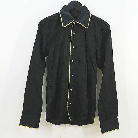 【中古】マーダーライセンス Murder License 長袖 シャツ 46 黒系 ブラック ゴールド ラメ パイピング 飾りボタン ラウンドヘム メンズ 【ベクトル 古着】 260711ブランドマーダーライセンス Murder Licen...