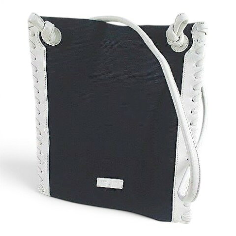 【中古】URBAN BOBBY アーバンボビー Vanves TOTE トートバッグ バイカラー ネイビー 紺系 ホワイト 白系 キャンバス地 レザー メンズ レディース 【ベクトル 古着】 260709実寸サイズヨコ：29cm　タテ：33...