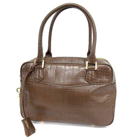【中古】ファルチ ニューヨーク Falchi New York ハンドバッグ ショルダー 2WAY レザー クロコ型押し 茶 /☆G レディース 【ベクトル 古着】 191004 ベクトルプレミアム店実寸サイズ持ち手の長さ：36cm　ヨコ：...