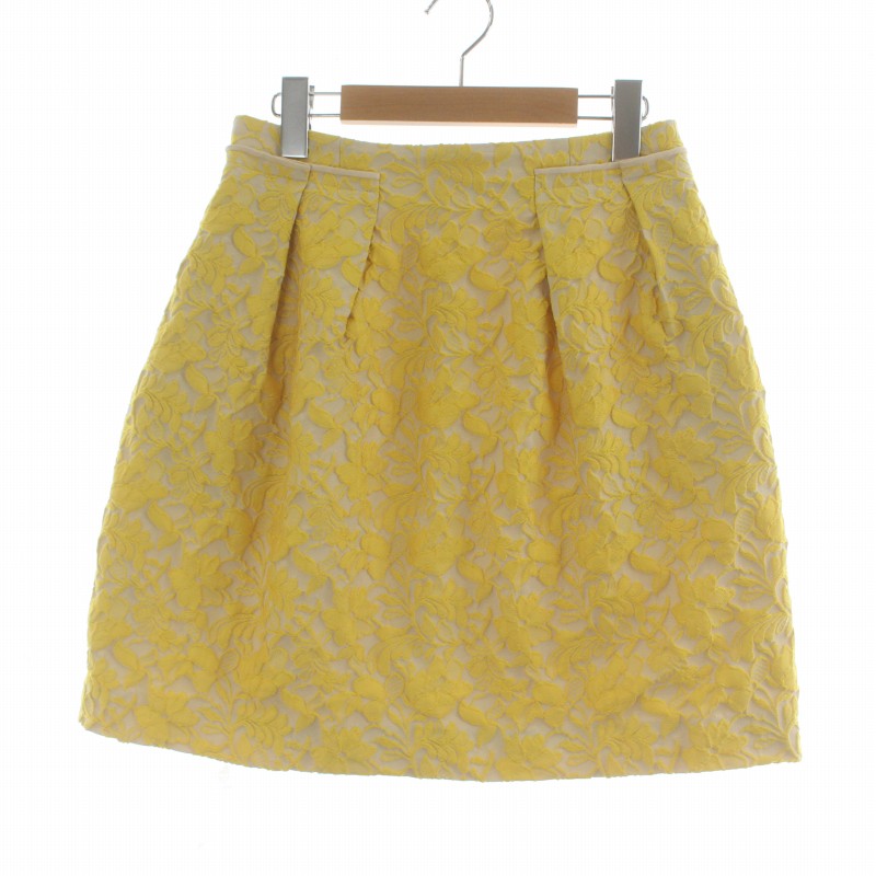 【中古】ボールジー BALLSEY トゥモローランド 台形スカート タック ジャガード 花柄 ミニ 38 M 黄色 イエロー /TW34 ■GY09 レディース 【ベクトル 古着】 230615ブランドボールジー BALLSEY トゥモロー...