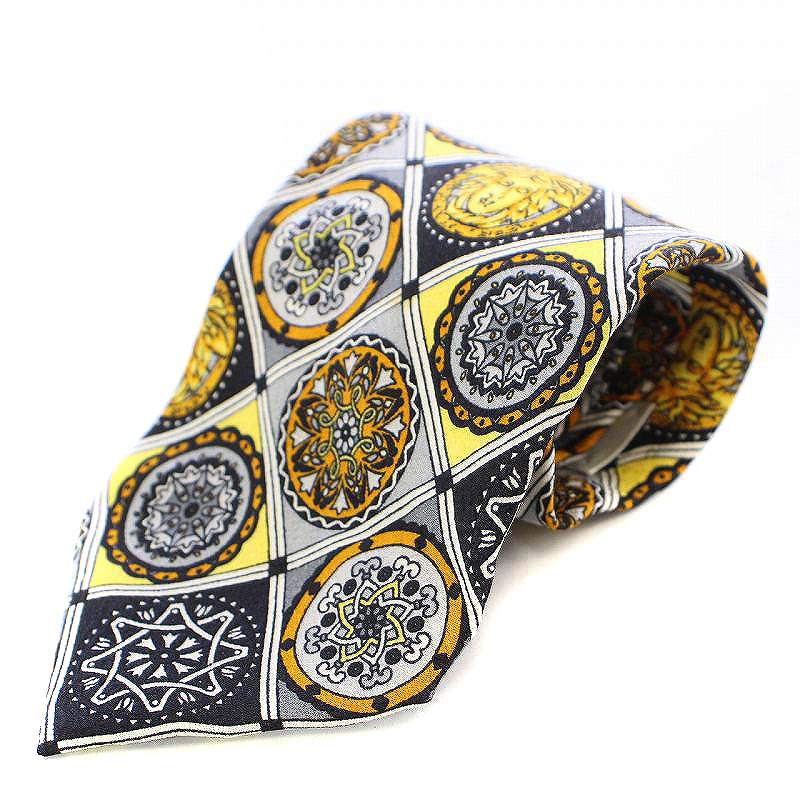 【中古】ジャンニヴェルサーチ ヴェルサーチェ GIANNI VERSACE ネクタイ レギュラータイ 総柄 シルク 黒 ブラック グレー /UY6 ■GY09 メンズ 【ベクトル 古着】 230801ブランドジャンニヴェルサーチ ヴェルサー...