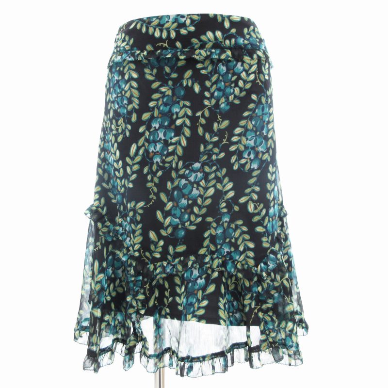 【中古】ギャミヌリィ gaminerie スカート ひざ丈 フリル 総柄 1 S 紺 ネイビー /SS 0926 レディース 【ベクトル 古着】 240930ブランドギャミヌリィ gaminerie表記サイズ1（S相当）実寸サイズウエスト：...