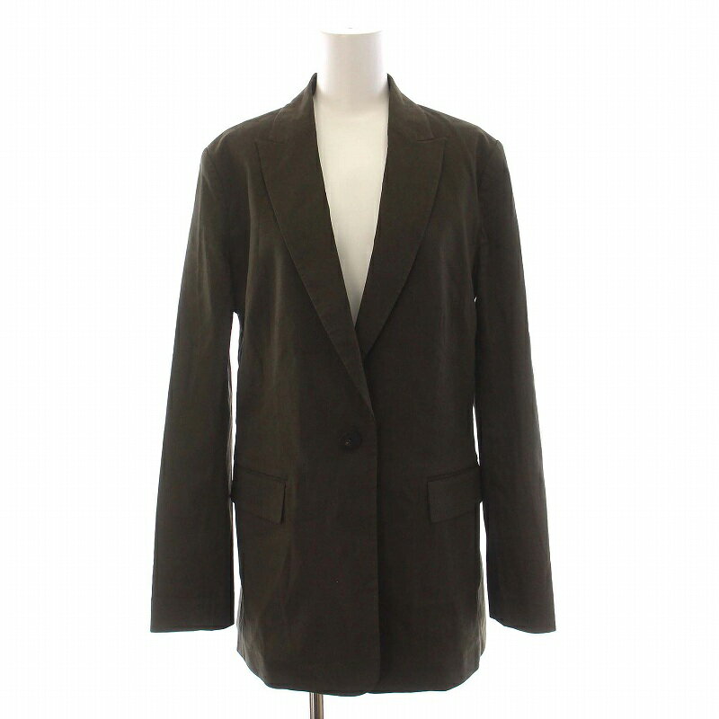 【中古】セオリーリュクス theory luxe 23SS CRISP LINEN ARVADA NL シングルブレストジャケット テーラード 1B リネン混 アウター 40 L カーキ /YM レディース 【ベクトル 古着】 241116...