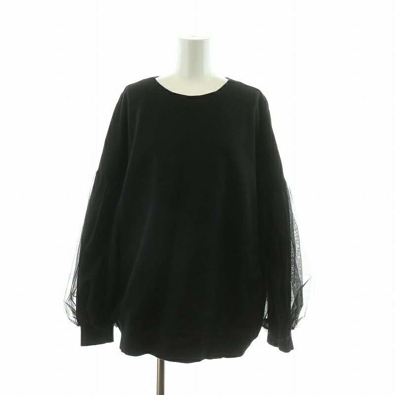 【中古】ラウンジドレス ガリャルダガランテ Loungedress GALLARDAGALANTE 23AW チュールスウェットプルオーバー トレーナー 長袖 切替 F ブラック LDZ1032106A0003 /NQ レディース 【ベクト...