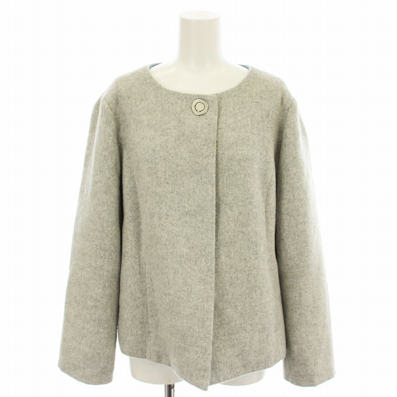 【中古】ネミカ NEMIKA 1807211 ノーカラーコート ウール混 ジャケット 13 グレー /☆G レディース 【ベクトル 古着】 250424表記サイズ13実寸サイズ肩幅：40cm　身幅：50cm　袖丈：56cm　着丈：53cm　...