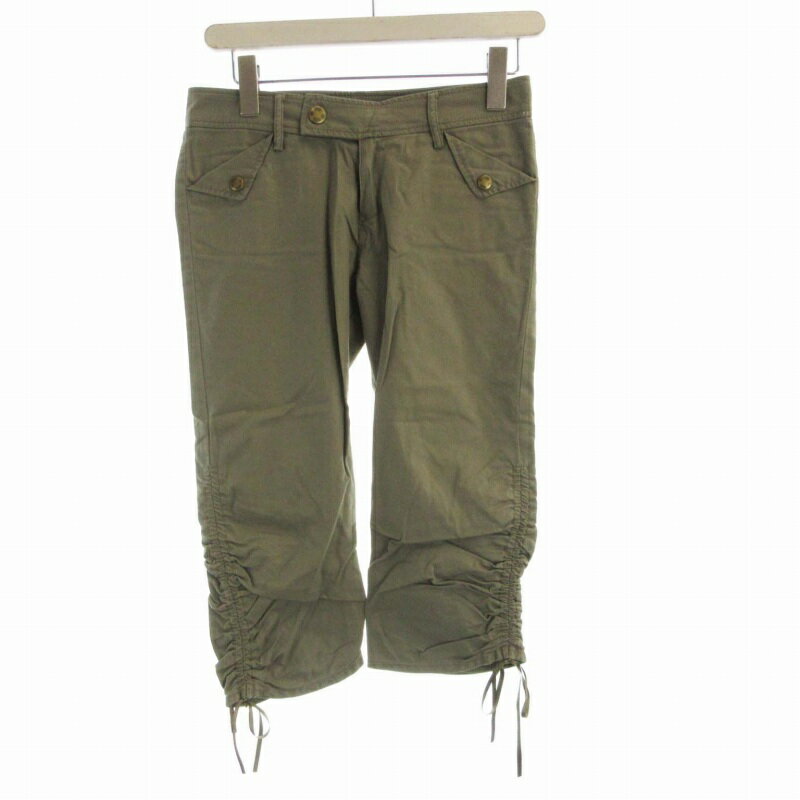 【中古】ルスーク Le souk クロップドパンツ ドロスト リボン 麻 リネン 36 カーキ 82-61662004 /RO ■MA レディース 【ベクトル 古着】 250503ブランドルスーク Le souk表記サイズ36実寸サイズウエ...